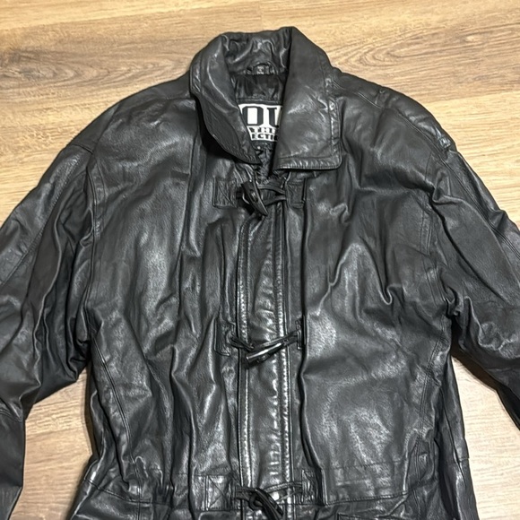 Iou | Jackets & Coats | Vtg Iou Leather Toggle Zipper Black Leather ...